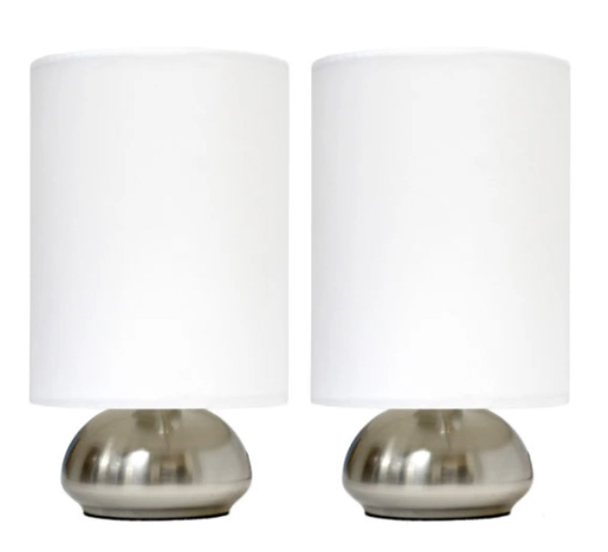 Simple Designs Gemini 2 Pack Mini Touch Lamp with Brushed Nickel Base ...